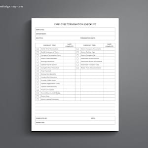 Employee Termination Checklist Template (PDF, Word, Google Docs) - Etsy
