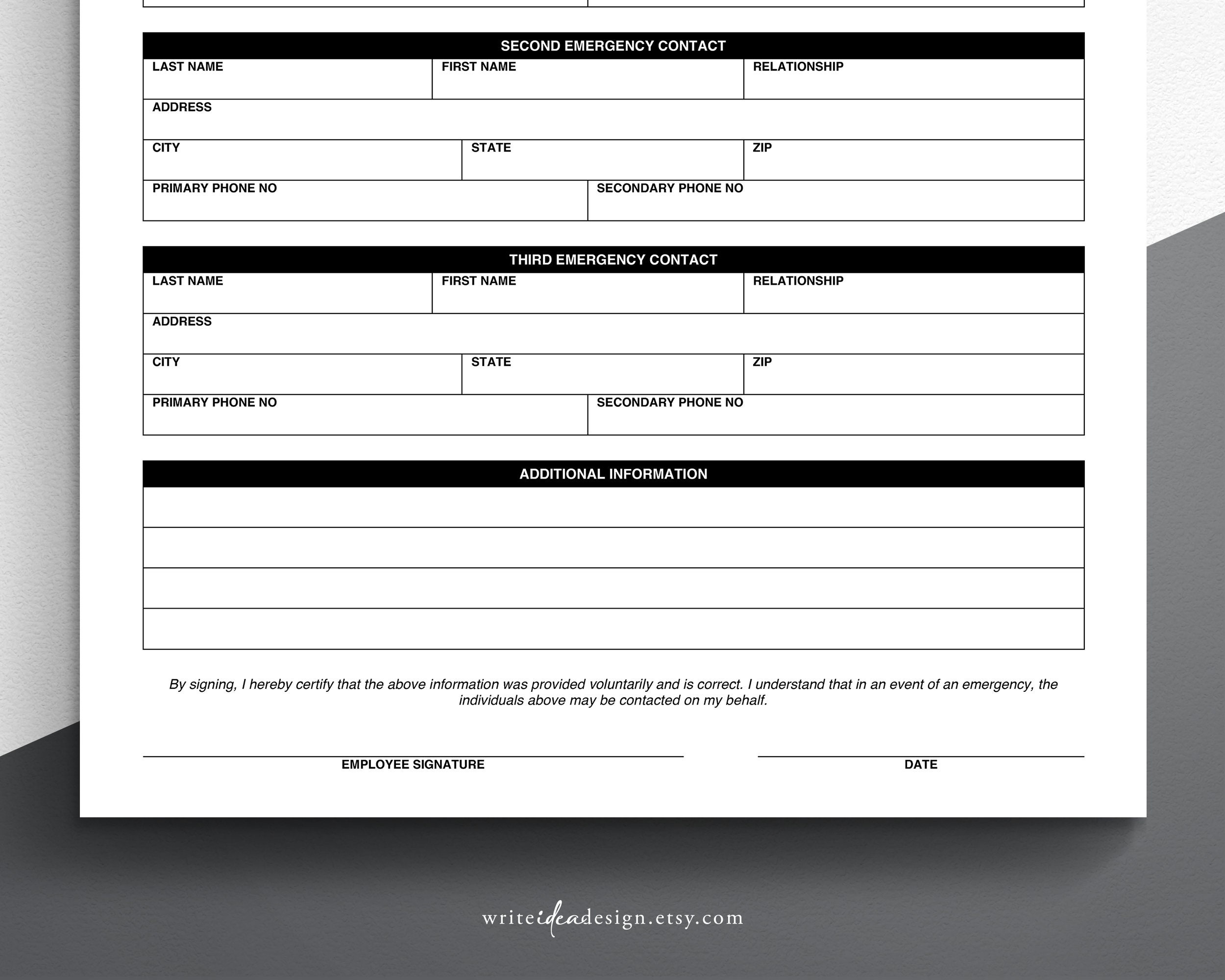 Emergency Notification Form LGBTQ Family Inclusive Emergency Contact