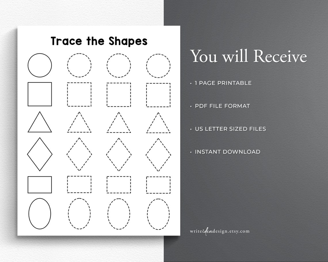 Printable Shape Tracing Worksheet for Kids - Motor Skills Practice ...