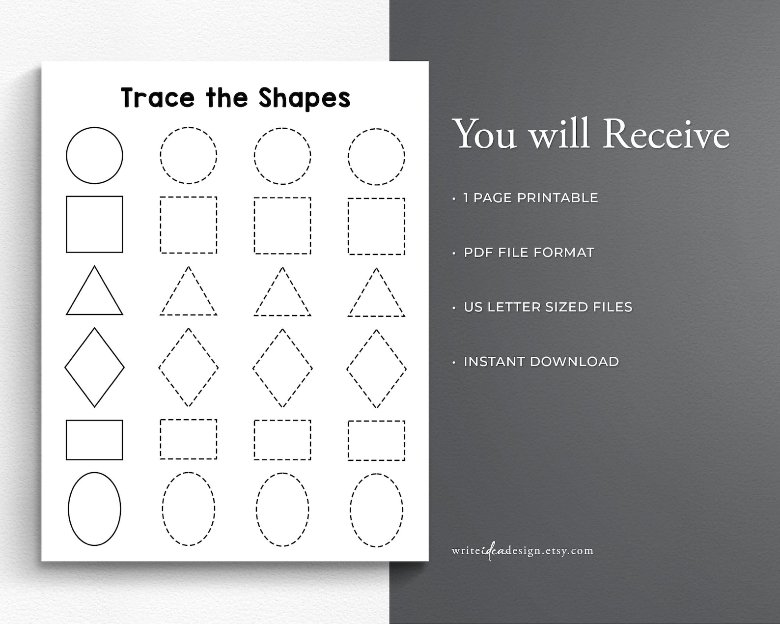 Printable Shape Tracing Worksheet for Kids - Motor Skills Practice ...