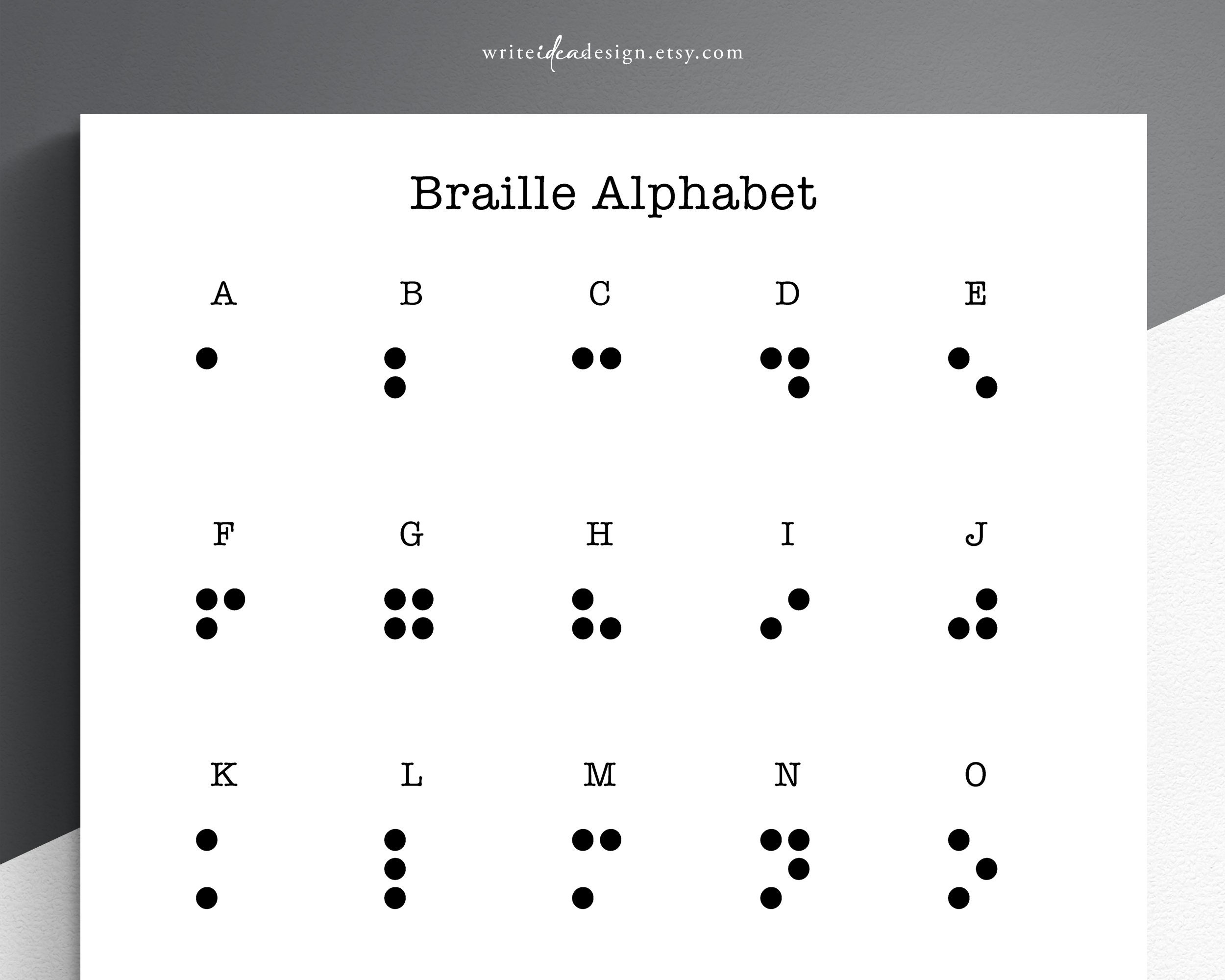 Printable Braille Alphabet Sheet Full Alphabet Braille Etsy
