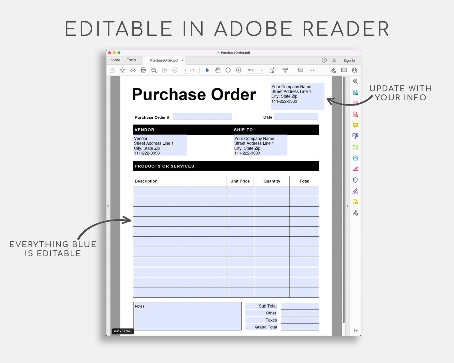 Purchase Order Template. Pdf/google Docs/microsoft Word. - Etsy