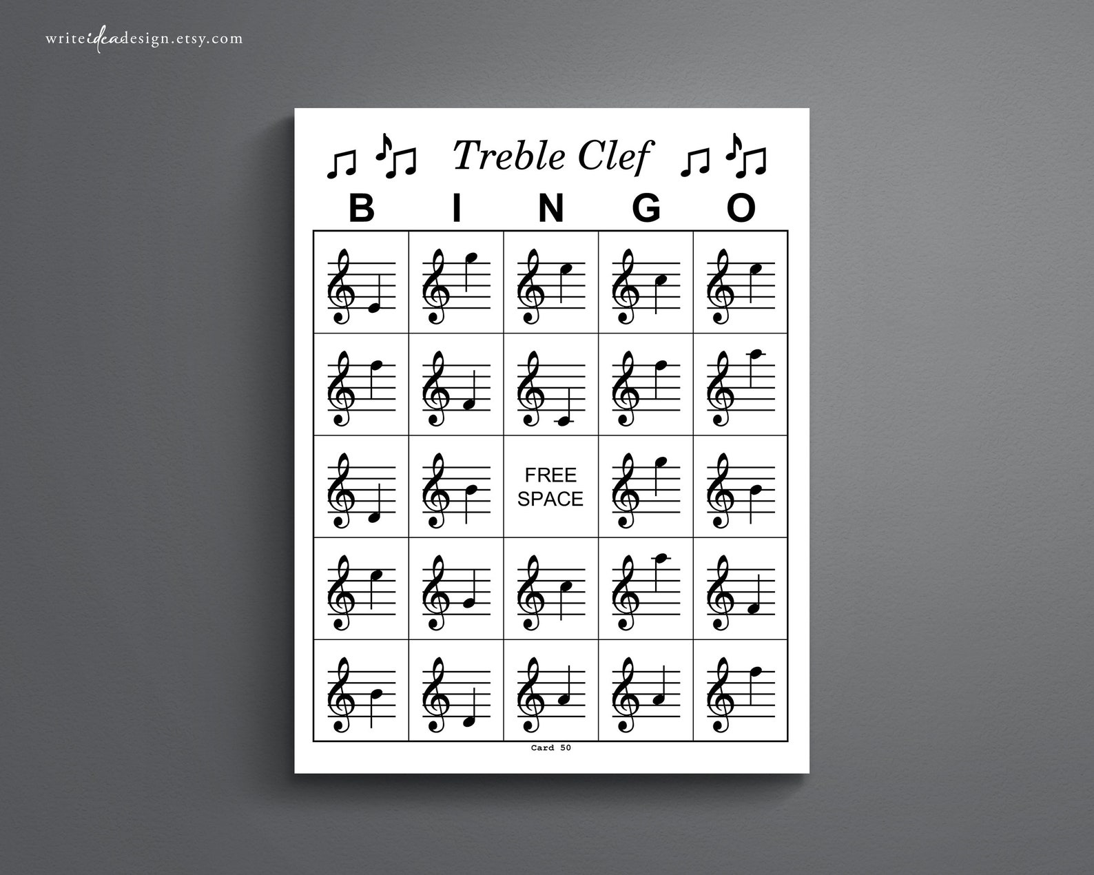 Treble Clef Bingo Game: Music Education Printable (PDF) - Etsy