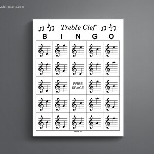 Treble Clef Bingo Game: Music Education Printable (PDF) - Etsy