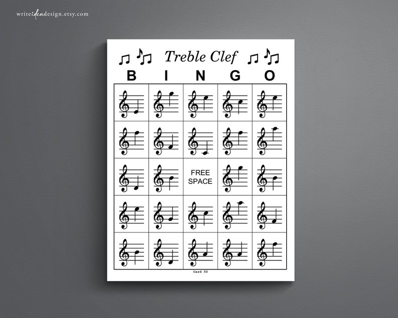 Treble Clef Bingo Game: Music Education Printable (PDF) - Etsy