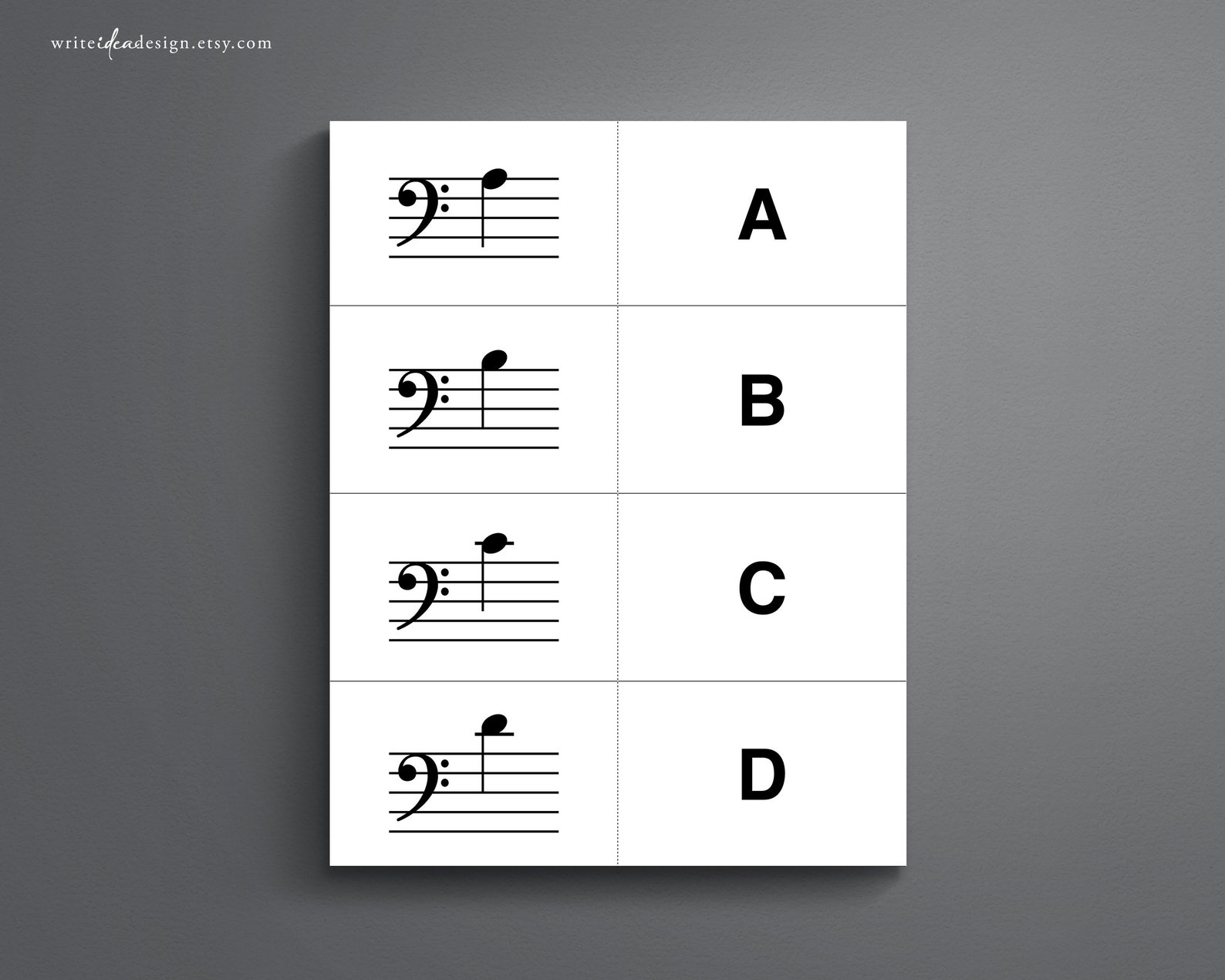 Printable Music Note Flash Cards. Bass Clef. Learning to Read - Etsy