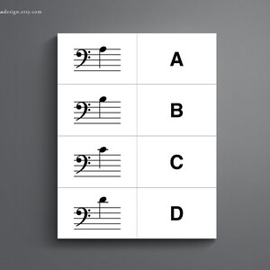 Printable Music Note Flash Cards. Bass Clef. Learning to Read Music ...