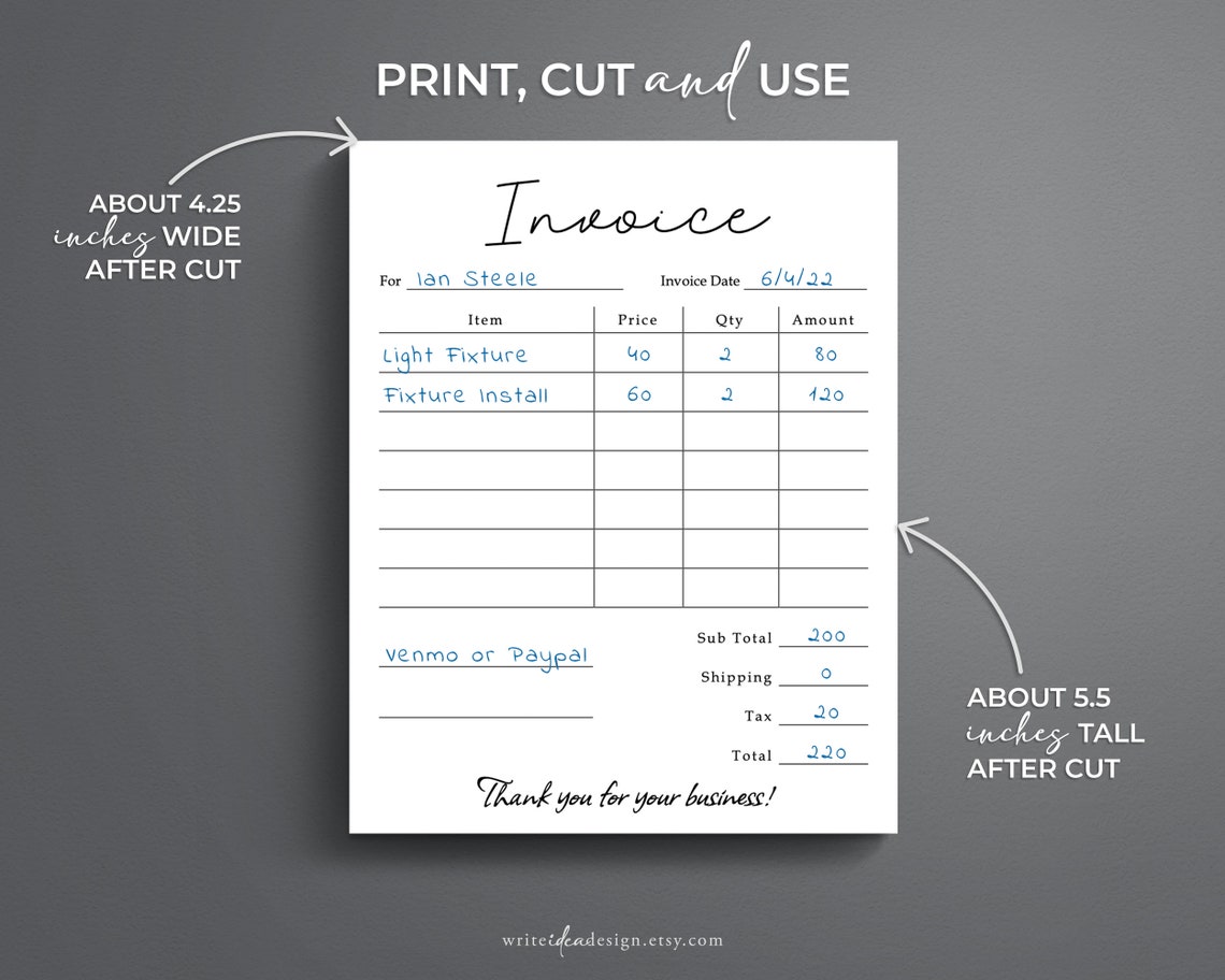 Printable Invoice. 4 per Page Invoice Form. Simple Invoice. Small ...