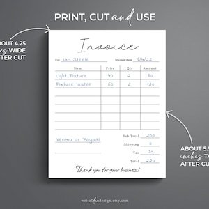 Printable Invoice. 4 per Page Invoice Form. Simple Invoice. Small ...