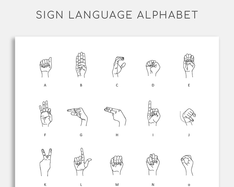 Printable Sign Language Sheet. ASL Alphabet Printable. - Etsy