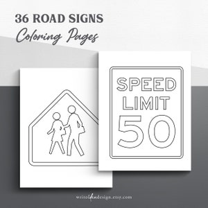 Traffic Sign Coloring Pages: 36 Printable Road Signs (PDF) - Etsy