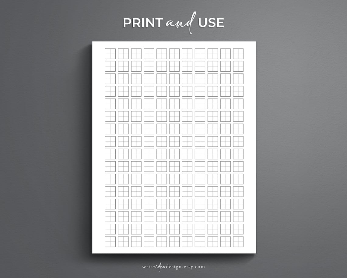 Chinese Writing Practice Paper. Tian Zi Ge Paper. Chinese - Etsy
