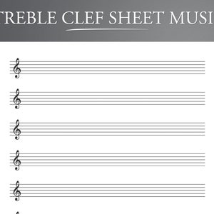 Printable Treble Clef Sheet Music for Letter/a4. Blank Music - Etsy