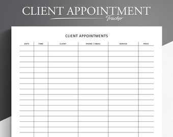 Client Appointments Printable, Appointment Log, Appointment Tracker ...