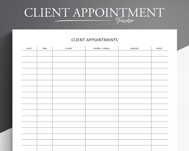Client Appointment Tracker. Printable Appointment Log. - Etsy