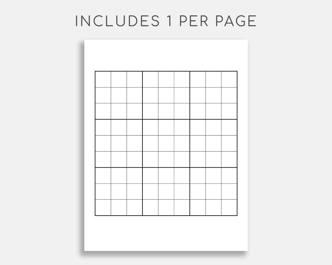Blank Sudoku Pages. Printable Blank Sudoku. Sudoku Grid. - Etsy