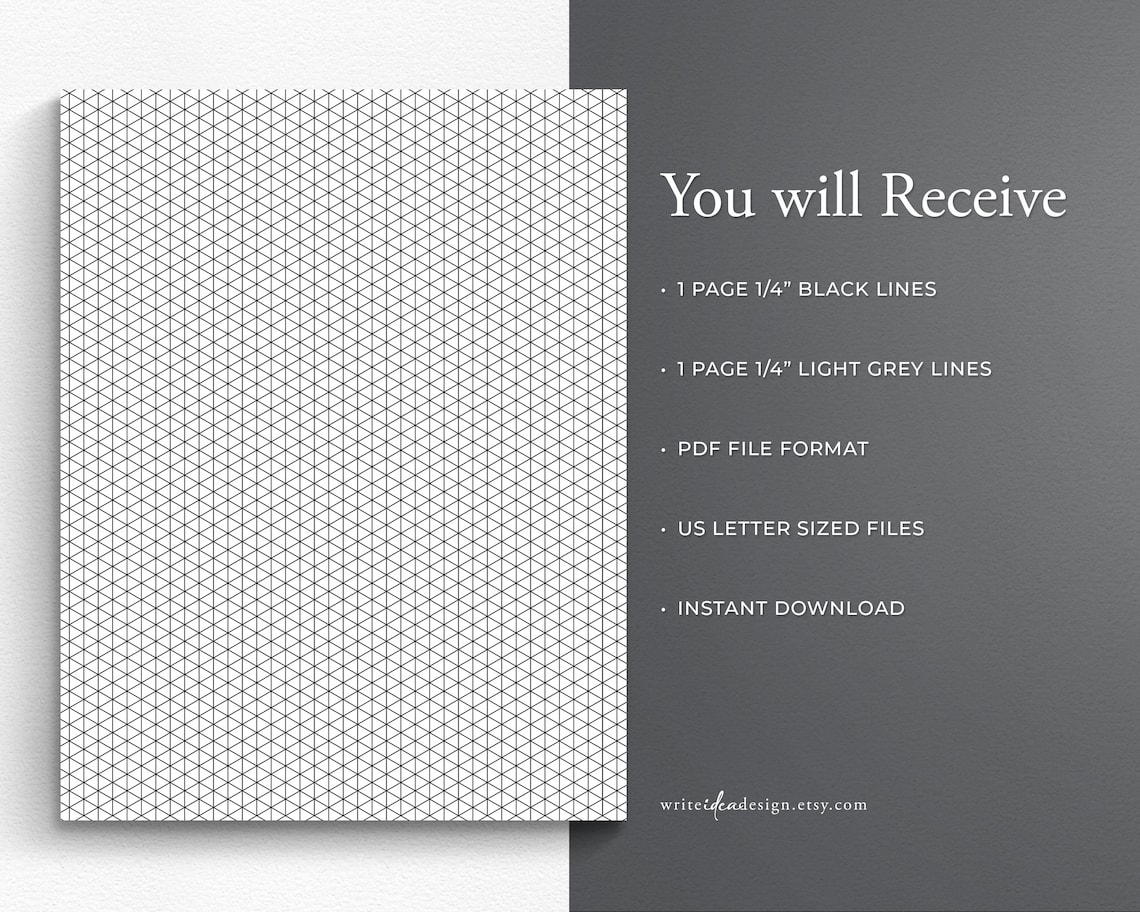 Isometric Graph Paper. Digital Isometric Grid Paper. PDF and PNG for US ...
