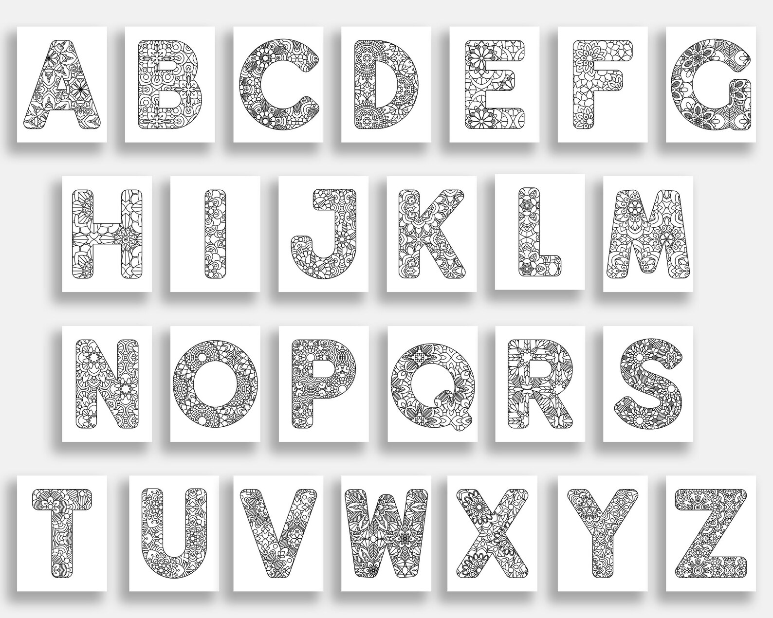 Mandala Alphabet Coloring Pages. Letter Coloring. Printable | Etsy