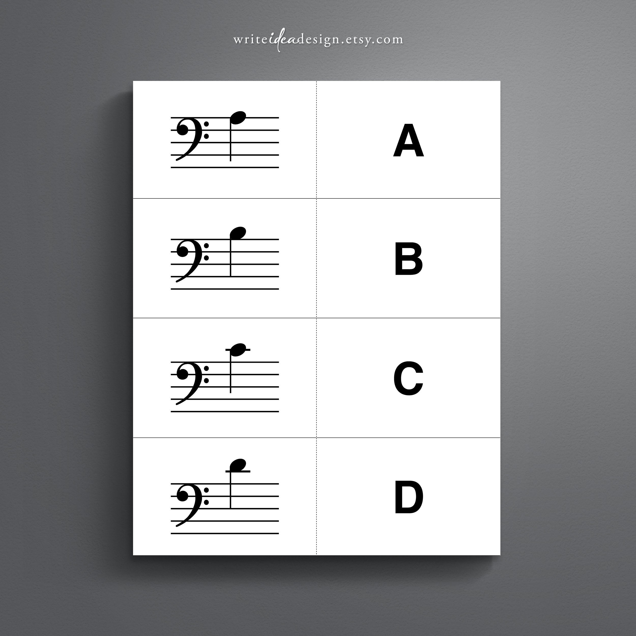 Printable Music Note Flash Cards. Bass Clef. Learning to Read Music ...