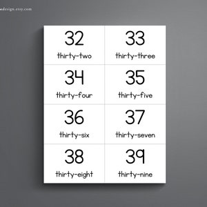 Number Words 0-100 Printable Flash Cards. Math Flash Cards. - Etsy