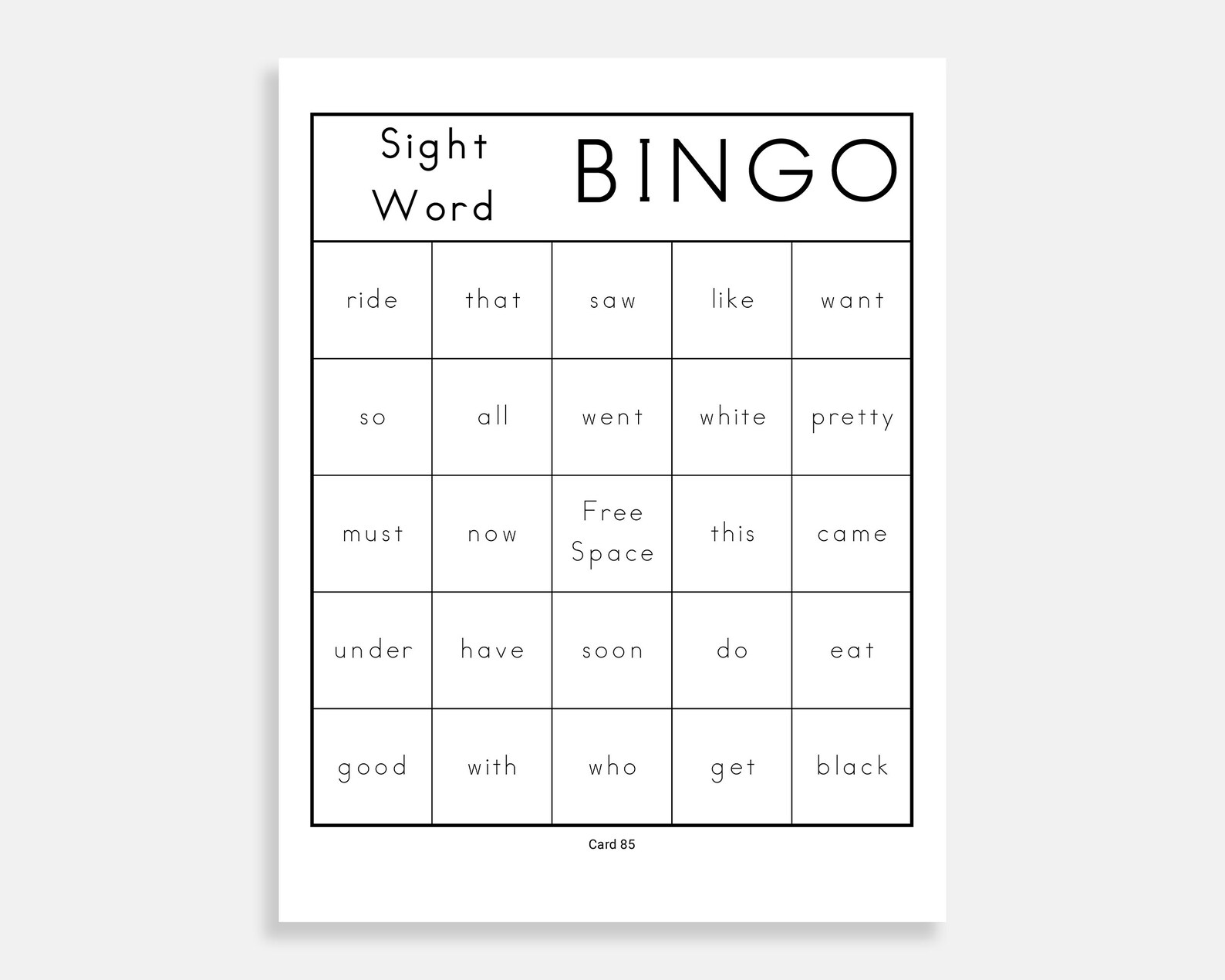 Kindergarten Sight Word Bingo. 100 Sight Word Bingo Cards. | Etsy