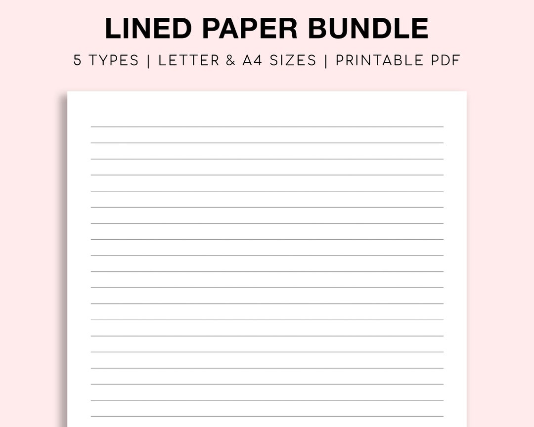 Printable Lined Paper. Wide Ruled Paper. College Ruled Paper. - Etsy