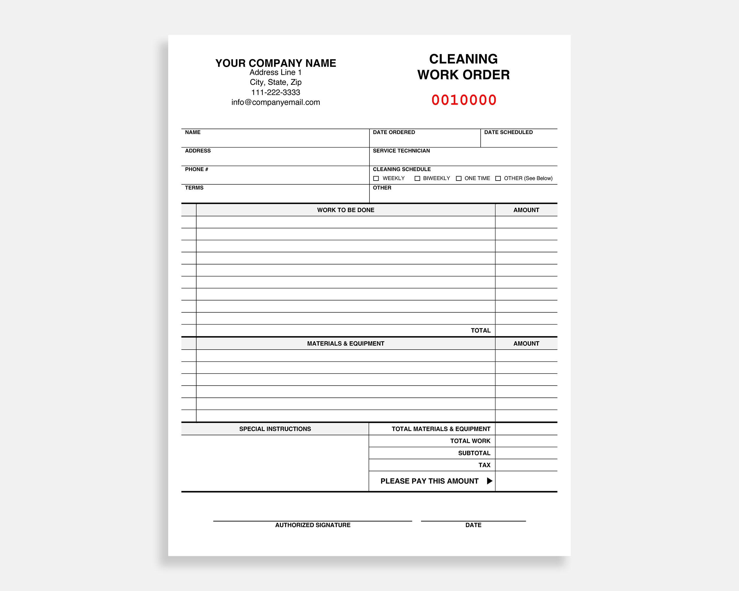 Cleaning Work Order. Pdf/google Docs/microsoft Word. Cleaning - Etsy UK