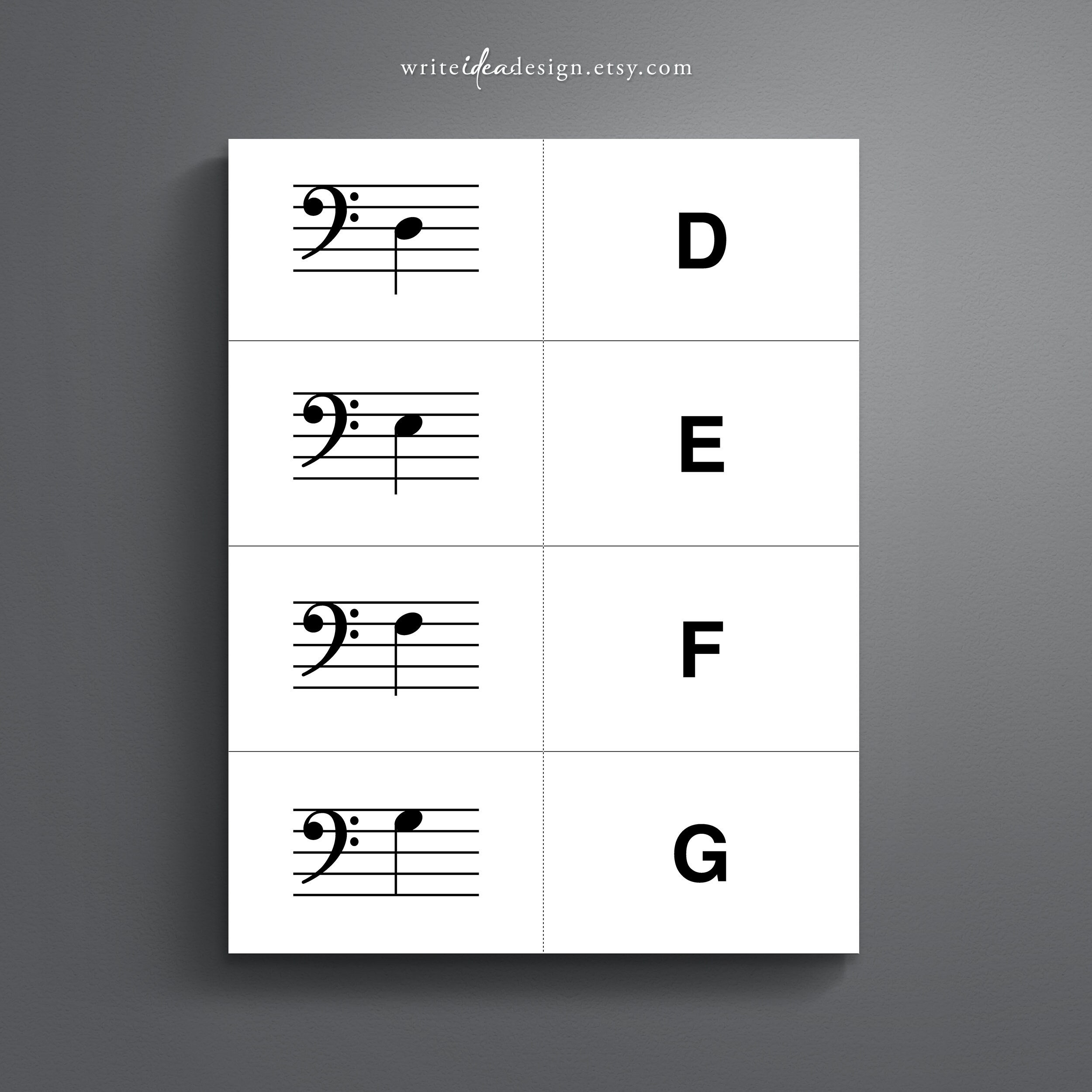Printable Music Note Flash Cards. Bass Clef. Learning to Read Music ...