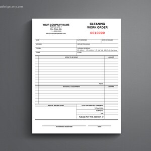 Cleaning Work Order. Pdf/google Docs/microsoft Word. Cleaning Service ...