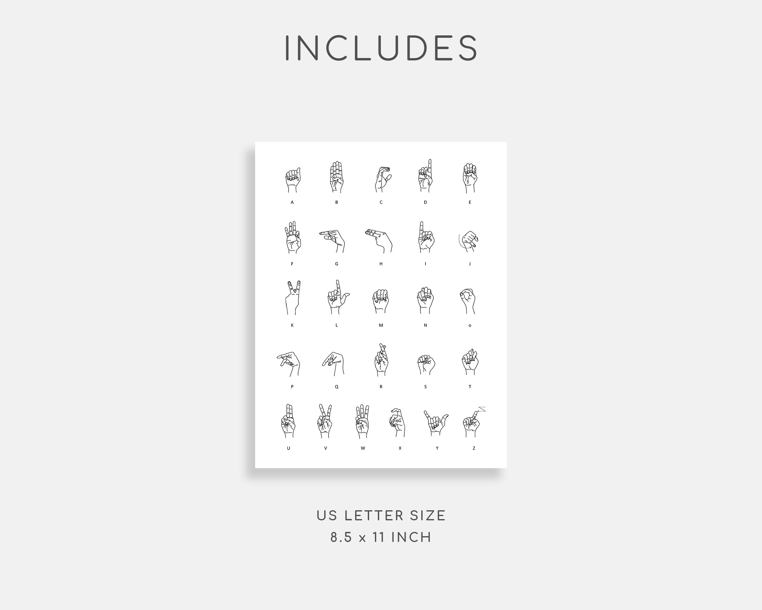 Printable Sign Language Sheet. ASL Alphabet Printable. - Etsy Australia