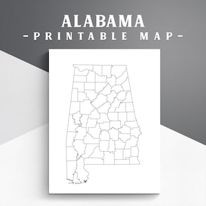 Printable Alabama County Map: Geography Activity for Students (PDF ...