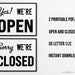 Printable Closed and Open Signs Set in US Letter, Instant Download PDF ...