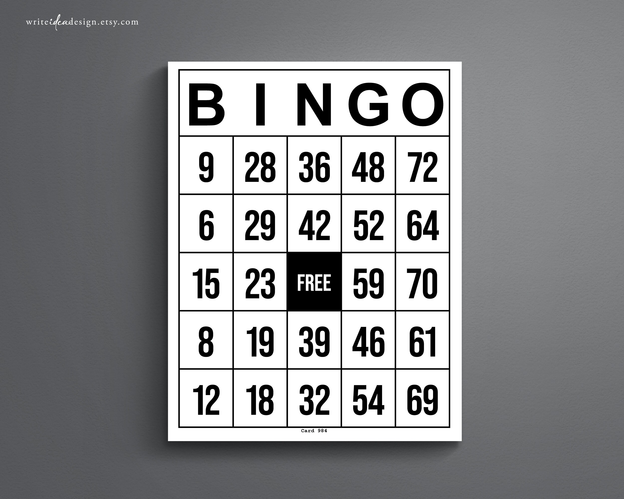 Printable Jumbo Bingo Cards Set of 1000. Large Print Bingo. - Etsy UK