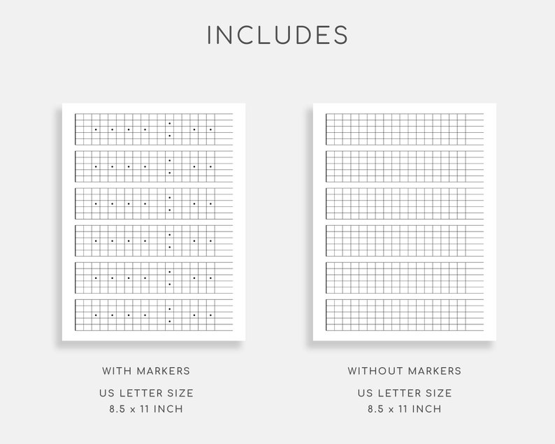Printable Guitar Neck Diagram. Blank Guitar Fretboard. Blank - Etsy