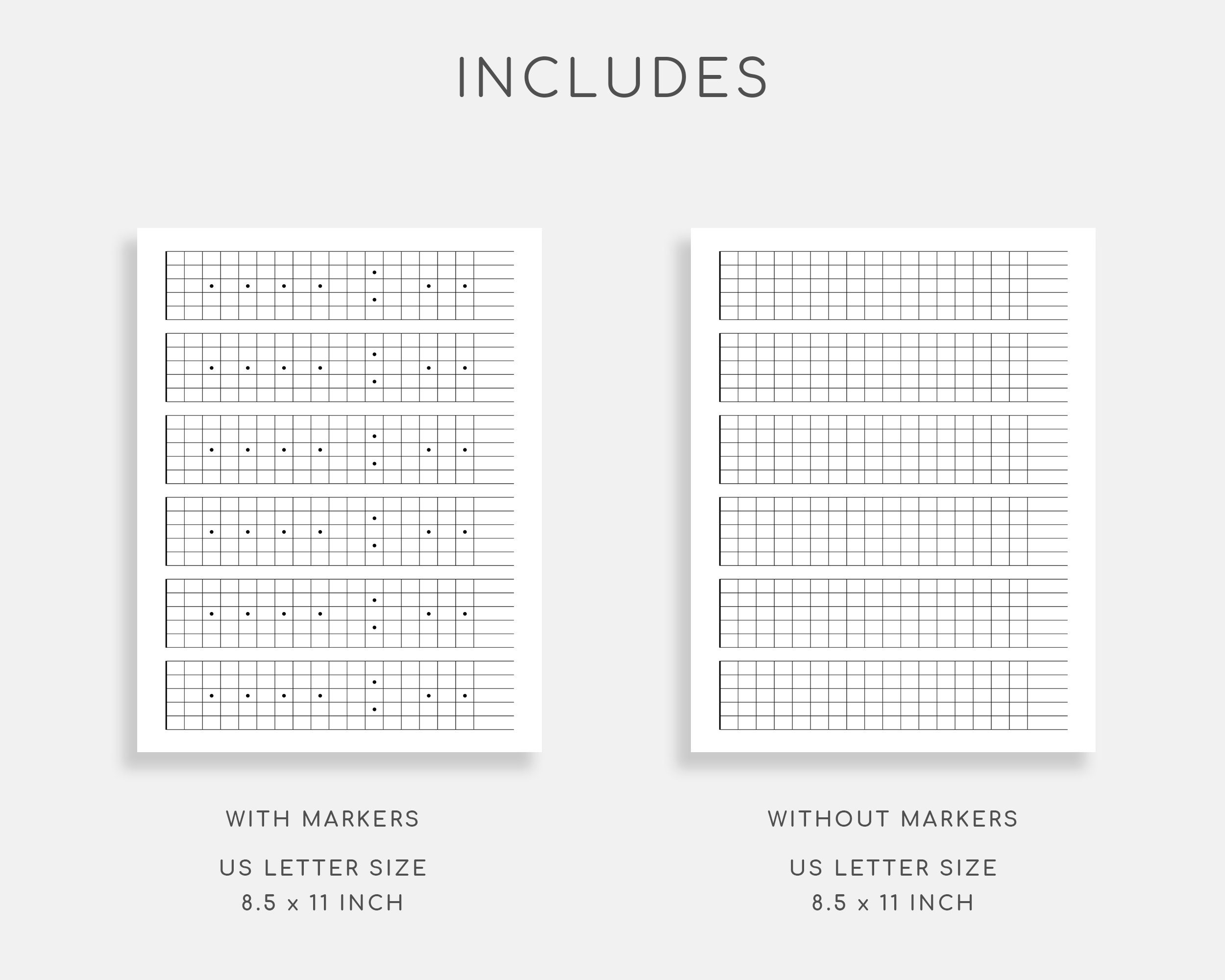Printable Guitar Neck Diagram. Blank Guitar Fretboard. Blank - Etsy Canada