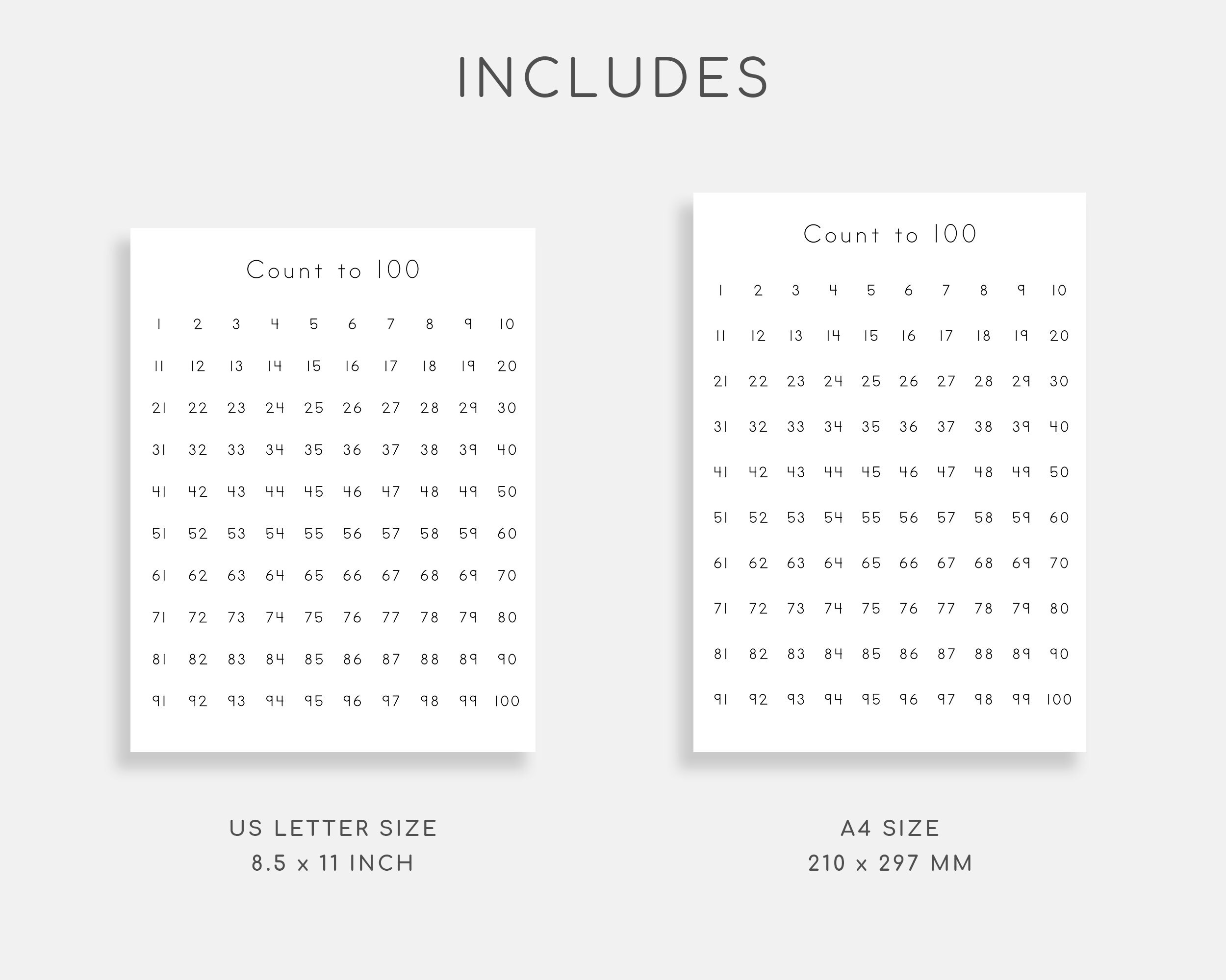 Number Chart 1 100 Printable Count To 100 Number Learning Etsy Canada Number Chart 1 100 Printable Count To 100 Number Learning Etsy Canada