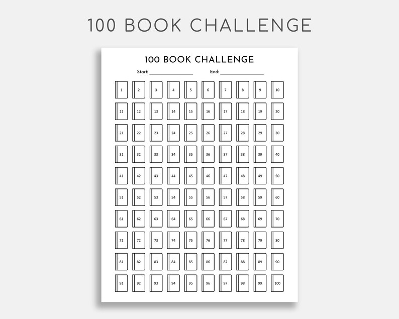 Book Challenge Sheets. 100/50/30. Reading Challenge. Reading - Etsy
