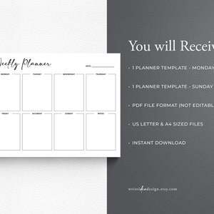 Weekly Planner. Blank Weekly Schedule. Weekly Organizer. Week at at ...