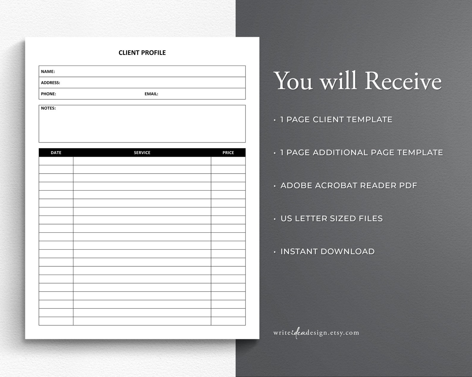 Client Profile. Customer Information Card. Client Profile - Etsy