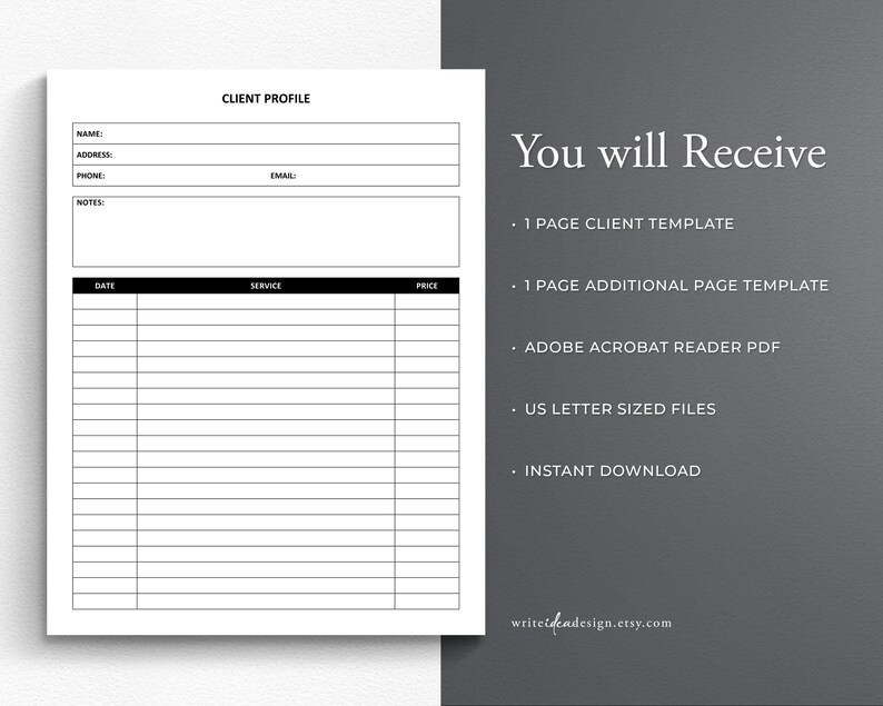 Client Profile. Customer Information Card. Client Profile - Etsy
