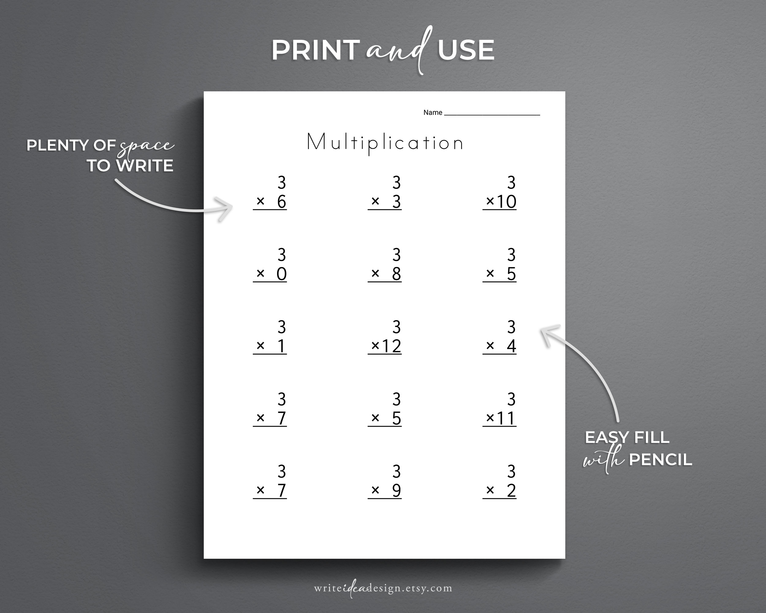 Multiplication Worksheets for 1-12. Math Worksheets. Preschool - Etsy
