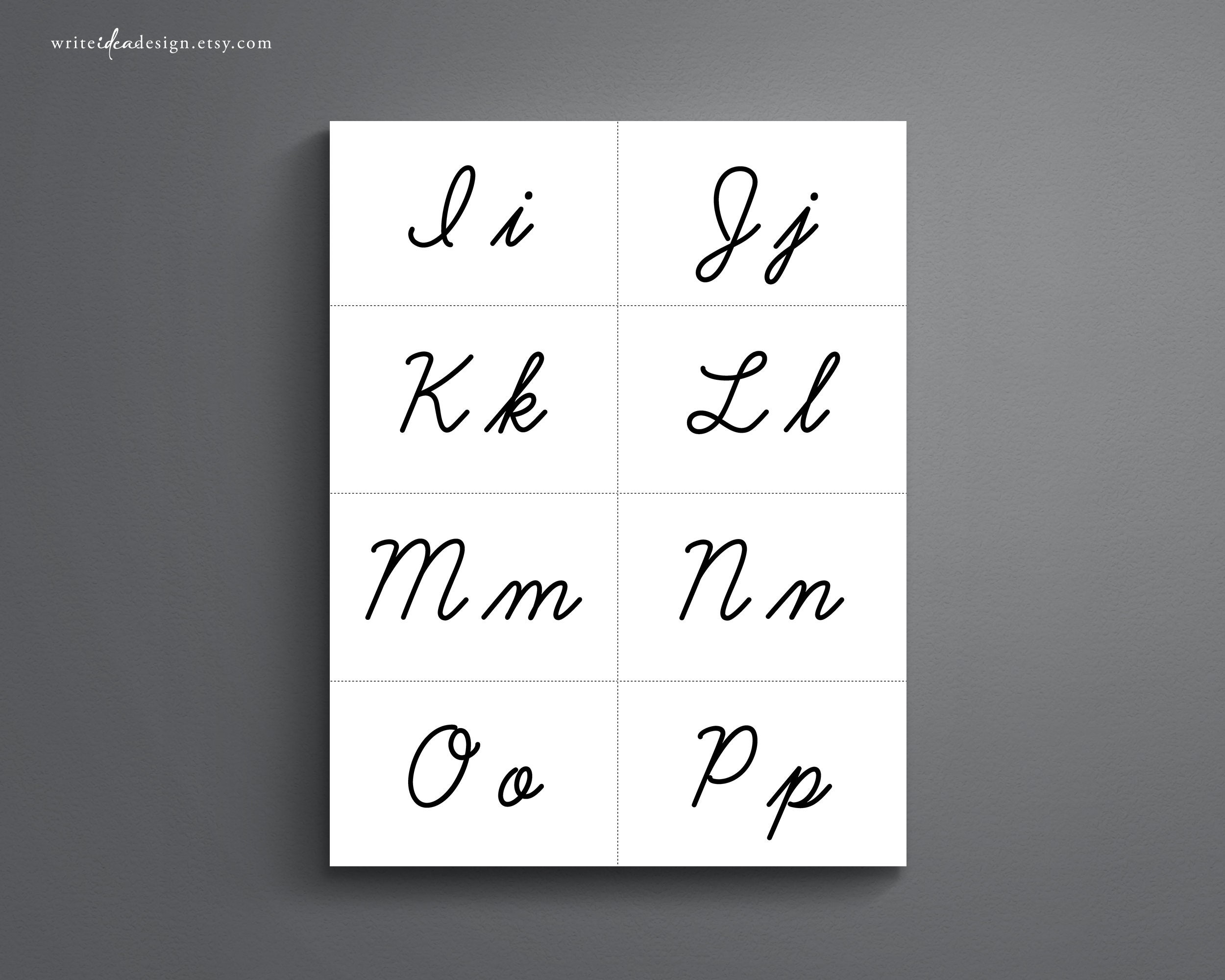 Cursive Alphabet Printable Flash Cards. Learn Cursive. Cursive Letters ...