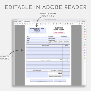 Cleaning Work Order. Pdf/google Docs/microsoft Word. Cleaning - Etsy