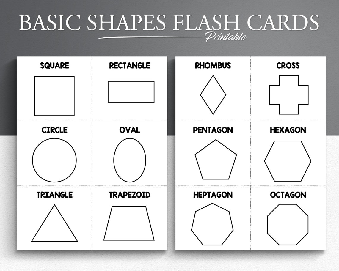 Basic Shapes Flash Cards: Printable Learning Set (PDF) - Etsy
