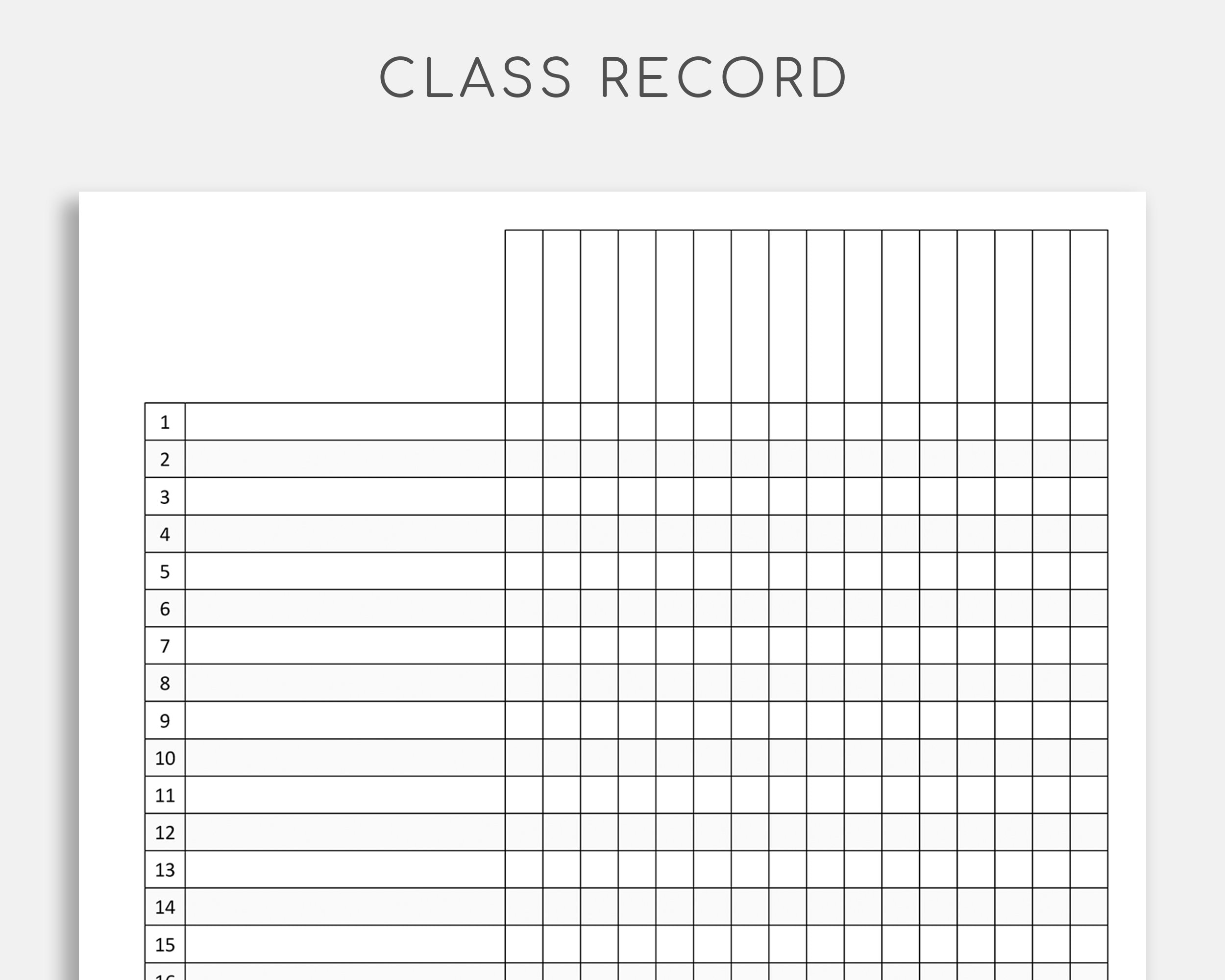 Printable Class Record and Checklist. Class Gradebook. Teacher - Etsy