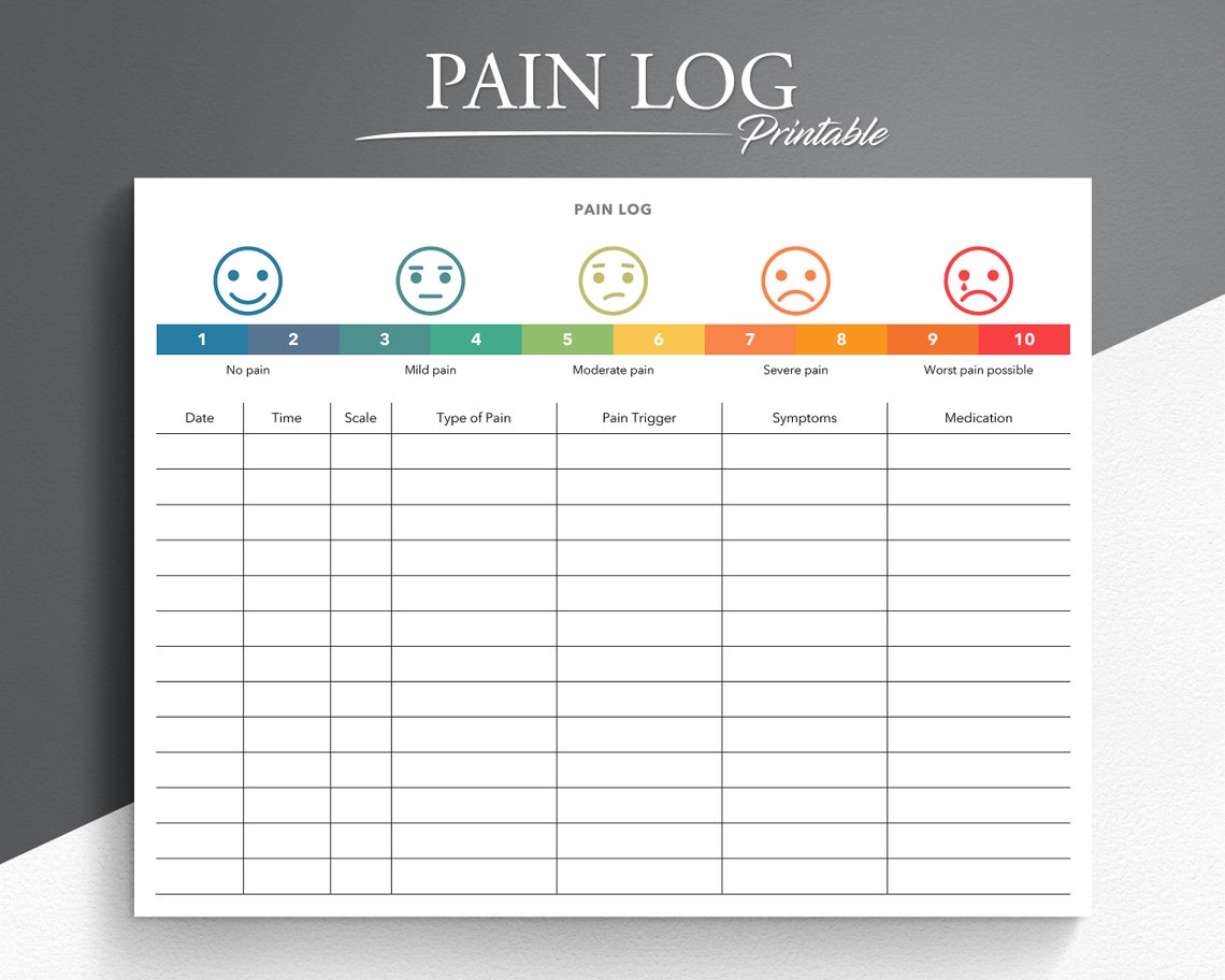 Printable Child Pain Log – Symptom Tracker, US Letter & A4 (PDF ...