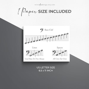 Printable Bass Clef Chart. Learn Bass Clef. Learn to Read Bass Clef. - Etsy
