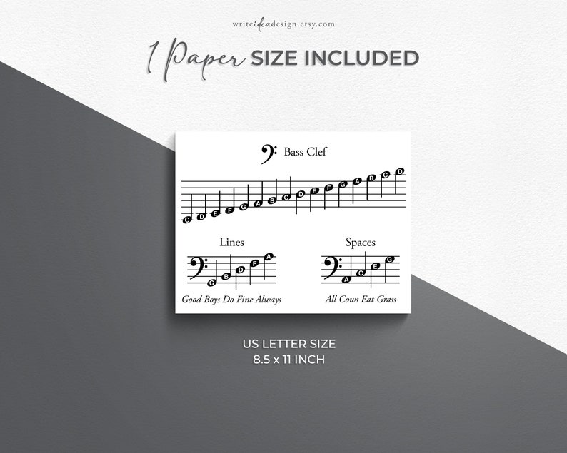 Printable Bass Clef Chart. Learn Bass Clef. Learn to Read Bass - Etsy ...