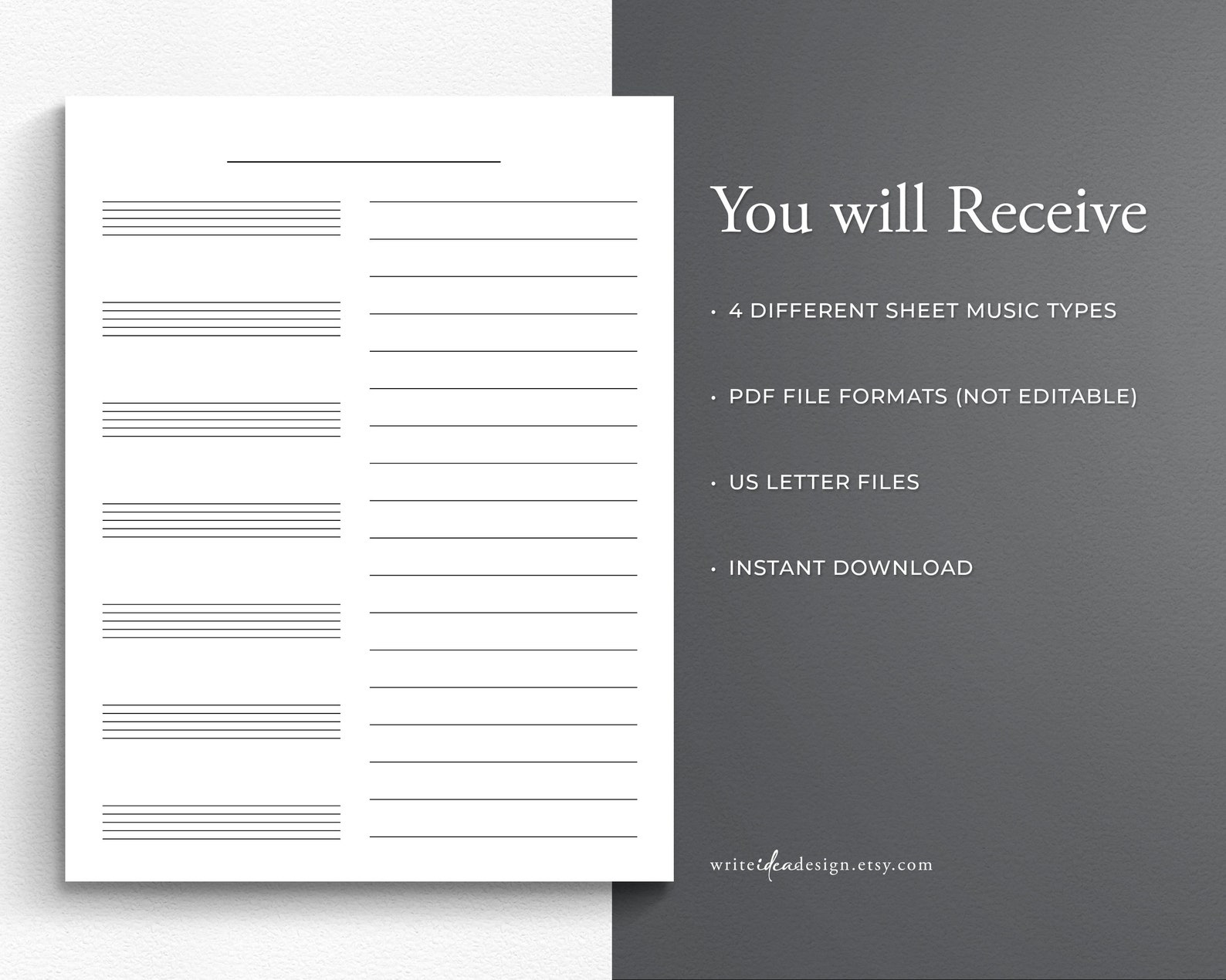 Printable Songwriting Templates - Set of 4 Pdfs. Music and Lyric Sheets ...