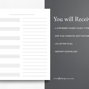 Printable Songwriting Templates - Set of 4 Pdfs. Music and Lyric Sheets ...